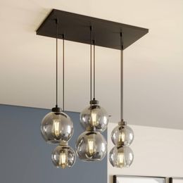 TK Lighting Hängeleuchte Cubus, rauchgrau, Glas, 74 cm lang, 6-flammig