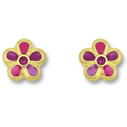 Paar Ohrhänger ONE ELEMENT "Zirkonia Blume Ohrringe Ohrstecker aus 333 Gelbgold" Gr. Kinder, Gelbgold 333, goldfarben (gold) Damen Gold Schmuck Blume