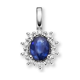 Kette mit Anhänger ONE ELEMENT "0.05 ct Diamant Brillant Safir aus 585 Weißgold" Halsketten Gr. 0.05 ct, Weißgold 585-Diamanten, silberfarben (silber) Damen Schmuckset - Set mit verstellbarer Halskette