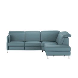 meinSofa Leder-Ecksofa Leon ¦ blau ¦ Maße (cm): B: 259 H: 83 T: 236