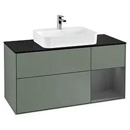 Villeroy & Boch Villeroy und Boch Finion Waschtischunterschrank G422GKGM 120cm, Abdeckplatte black matt, Emotion, Regal rechts Anthracite matt, Olive Matt Lacquer