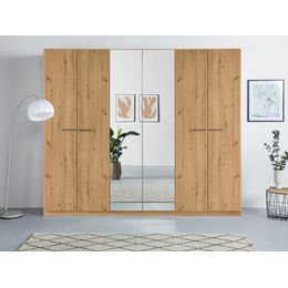 Drehtürenschrank Rauch "Kleiderschrank Schrank Garderobe TOPSELLER OTELI inkl. Inneneinteilung" Schränke Gr. B/H/T: 270 cm x 229 cm x 54 cm, Mit Spiegel, braun (eiche artisan) mit 3 Innenschubladen extra Böden optional Spiegel MADE IN GERMANY