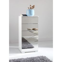 Schubkastenkommode wimex "Easy", weiß (weiß, spiegel), B:49cm H:102cm T:41cm, Sideboards, mit Glas- oder Spiegelfront