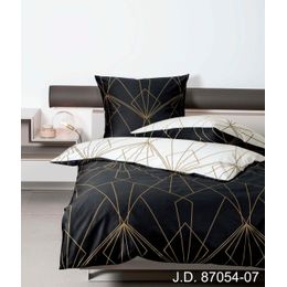 Wendebettwäsche Janine "J. D. 87054" Bettwäsche Gr. B/L: 200cm x 220cm, 2 St., Mako-Satin, B/L: 80cm x 80cm & 80cm x 80cm, braun (bronzebraun/schwarz) Bettwäsche aus Baumwolle mit grafischem Muster, Markenreißverschluss