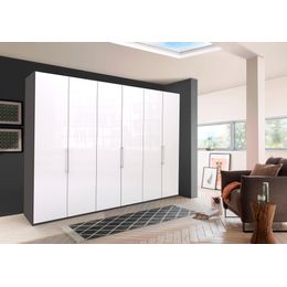 Falttürenschrank Wiemann "Loft" Schränke Gr. B/H/T: 300 cm x 216 cm x 58 cm, 6-türig, 6 St., weiß (havanna, weiß) Glasfront