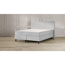 EMMA Classic Boxspringbett - hellgrau - 180x200 cm - Kopfteil Klassisch - Schwarze Füße