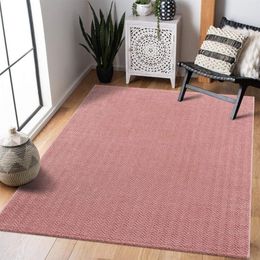 Teppich Carpet City "Friseé-Teppich FANCY805" Teppiche Gr. B/L: 200 cm x 290 cm, 12 mm, 1 St., rosa (rosé) Kurzflor, Einfarbig, 3D-Optik, Zickzack Look