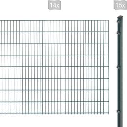 Arvotec Doppelstabmattenzaun "EXCLUSIVE 163 zum Einbetonieren" Zaunelemente Zaunhöhe 163 cm, Zaunlänge 2 - 60 m Gr. H/L: 163cm x 28 m, Pfosten: 15 St., grau (anthrazit)