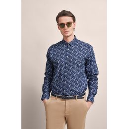 Langarmhemd Bugatti Gr. XL, Normalgrößen, blau (marine) Herren Hemden mit floralem Print