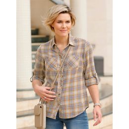 Flanellbluse Casual Looks Gr. 54, grau (grau, camel, kariert) Damen Blusen