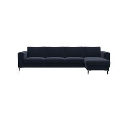 Ecksofa FLEXLUX "Fiore, super Sitzkomfort durch Kaltschaum im Sitz, L-Form", blau (royal blau), B:295cm H:85cm T:159cm, Sofas, Ecksofa, breite Armlehnen, F&uuml;&szlig;e Alu+schwarz