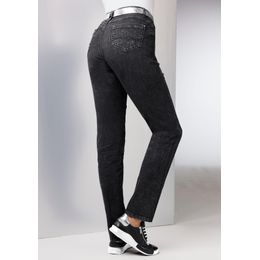 Bequeme Jeans CREATION L PREMIUM Gr. 25, Kurzgrößen, schwarz (black denim) Damen Jeans