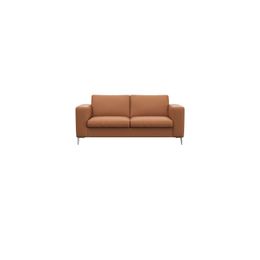 2-Sitzer FLEXLUX "Fiore, super Sitzkomfort durch Kaltschaum im Sitz", braun (modern cogna), B:164cm H:85cm T:92cm, 100% Echteder, Sofas, breite Armlehnen, F&uuml;&szlig;e Alu