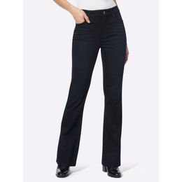 Bootcut-Jeans Heine Gr. 46, Normalgrößen, blau (dark blue) Damen Jeans