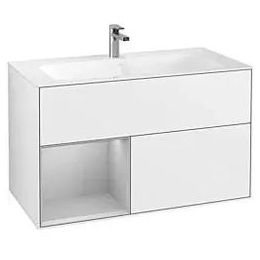 Villeroy & Boch Villeroy und Boch Finion Waschtischunterschrank G030GJGF 99,6x59,1cm, Wandbeleuchtung, Regal links Light grey matt, Glossy white lacquer