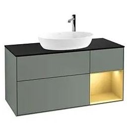 Villeroy & Boch Villeroy und Boch Finion Waschtischunterschrank G952HFGM 120cm, Abdeckplatte black matt, Emotion, Regale Gold matt lacquer, Olive Matt Lacquer