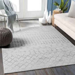 Berberteppich Kurzflor Wohnzimmer Ethno Boho Stil Weiß und Grau 200 x 275 cm - Surya