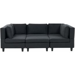 Beliani 5-Sitzer Sofa Schwarz Stoffbezug U-Förmig mit Ottomane Kissen Schwarze Beine Modular Modern Modulsofa Wohnlandschaft Wohnzimmer Wohnecke