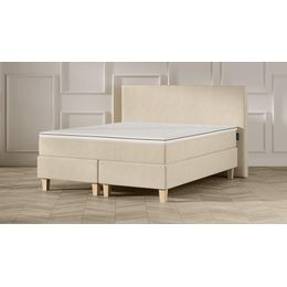 EMMA Classic Boxspringbett - beige - 180x200 cm - Kopfteil Klassisch - Natur Füße