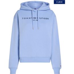 Kapuzensweatshirt Tommy Hilfiger Curve "CRV MDRN REG CORP LOGO HOODIE" Gr. 52, blau (vessel blue) Damen Sweatshirts in Großen Größen, Kapuze, Mit Logostickerei am unteren Ärmel