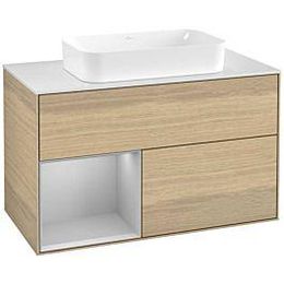 Villeroy & Boch Villeroy und Boch Finion Waschtischunterschrank F651GJPC 100x60,3x50,1cm, Regal links Light grey matt, Oak Veneer