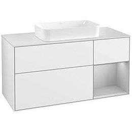 Villeroy & Boch Villeroy und Boch Finion Waschtischunterschrank F301GJGF 120cm, Abdeckplatte white matt, Regal rechts Light grey matt, Glossy white lacquer