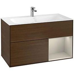 Villeroy & Boch Villeroy und Boch Finion Waschtischunterschrank G040HHGN 99,6x59,1cm, Emotion, Regal rechts Sand Matt, Walnut veneer