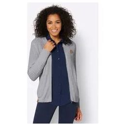 Strickjacke Casual Looks Gr. 54, grau (steingrau-weiß-meliert) Damen Strickjacken