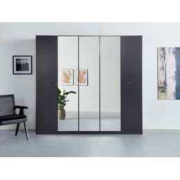 Drehtürenschrank Rauch "Kleiderschrank Schrank Garderobe TOPSELLER OTELI inkl. Inneneinteilung" Schränke Gr. B/H/T: 226 cm x 210 cm x 54 cm, Mit Spiegel, grau (graumetallic) mit 3 Innenschubladen extra Böden optional Spiegel MADE IN GERMANY