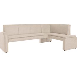 Eckbank exxpo - SOFA FASHION "Cortado, elegant und modern mit hohem Sitzkomfort" Sitzbänke Gr. B/H/T: 157 cm x 89 cm x 244 cm, Naturleder MADRAS, langer Schenkel links, beige (perle) hohe Bodenfreiheit, schöne Detailverarbeitung, wahlweise Lederbezug