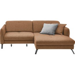 Ecksofa "SO 4400 V", rosa (kupfer), B:259cm H:84cm T:167cm, 100% Polyester, SET ONE BY Musterring, Sofas, Ecksofa, wahlweise mit motorischer Bettfunktion & Kopfverstellung, Fu&szlig; schwarz