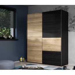 Schwebetürenschrank FORTE "Lya" Schränke Gr. B/H/T: 170,3 cm x 210,5 cm x 61,2 cm, 2 St., schwarz (cabezone eiche, mauvelle eiche) Schwebetürenschrank, viel Platz modernes Design