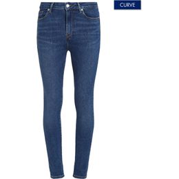 Skinny-fit-Jeans Tommy Hilfiger Curve "CRV HARLEM U SKINNY HW" Gr. 48, N-Gr, blau (ana_mid blue) Damen Jeans Große Größen in Stoned Washed Optik