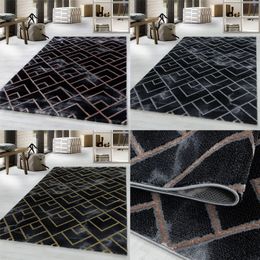 Ayyildiz Modern Designer Teppich, Kurzflor Rauten, Marmor Optik, Rechteckig, Pflegeleicht