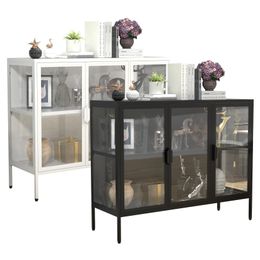 Vcm Stahl Glas Vitrine Glasvitrine Sideboard Kommode Highboard Standvitrine 80x100x35 Floka L