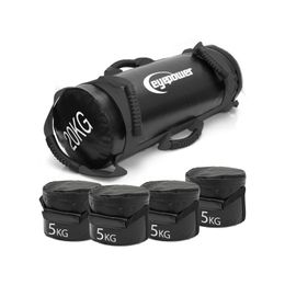 Eyepower 20kg Power Bag mit 4 Kettlebell Gewichten - 20x60 Home Training Sandbag 6 Griffe