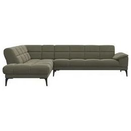 Ecksofa FLEXLUX "Viale L-Form, mit attraktiver und aktueller Rückensteppung" Sofas Gr. B/H/T: 284cm x 218cm x 74cm, Struktur, Schenkel links, grün (moos grün) Ecksofa Sitzaufbau mit hochwertigem Kaltschaum für mehr Sitzkomfort