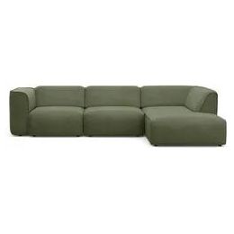 Ecksofa RAUM.ID "Merid jederzeit durch Module erweiterbar L-Form" Sofas Gr. B/H/T: 295cm x 70cm x 162cm, Samtcord, Ottomane rechts, grün als Modul oder separat verwendbar, für individuelle Zusammenstellung