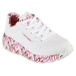 Sneaker Skechers "UNO LITE-LOVELY LUV" Gr. 34, weiß (weiß-rot) Kinder Schuhe Plateausneaker, Chunky Sneaker, Schnürschuh mit bedruckter Sohle