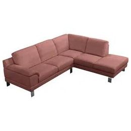 Ecksofa Egoitaliano "Shakira, Design und Sitzkomfort auf hohem Niveau, tolle Details" Sofas Gr. B/H/T: 240cm x 84cm x 212cm, Luxus-Microfaser BLUSH, Ottomane rechts, braun (cedar wood) mit Ottomane, L-Form, elegante Metallfüße