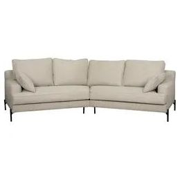 Miliboo Ecksofa 5-Sitzer beige mit schwarzen Metallfüßen PUCHKINE