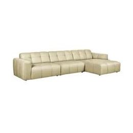 Ecksofa furninova "Chess, Designsofa mit sehr hohem Sitzkomfort, Eyecatcher im Wohnzimmer" Sofas Gr. B/H/T: 351cm x 74cm x 171cm, Recamiere rechts, beige (nature) mit attraktiver Steppung, im skandinavischen Design