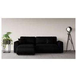 Ecksofa Andas "VasbySuyal" Sofas Gr. B/H/T: 235cm x 80cm x 138cm, Samtoptik, Recamiere beidseitig montierbar, mit Bettfunktion und Bettkasten, schwarz L-Form