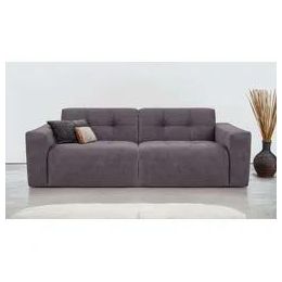 3-Sitzer Inosign "Tapley" Sofas Gr. B/H/T: 220cm x 73cm x 93cm, Samt, grau Breite 220 cm, in Lederoptik oder Struktur, mit Knopfsteppung