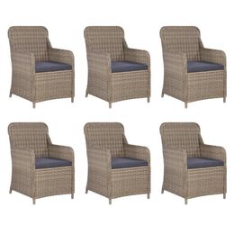 vidaXL 7-tlg. Garten-Essgruppe Poly Rattan Braun