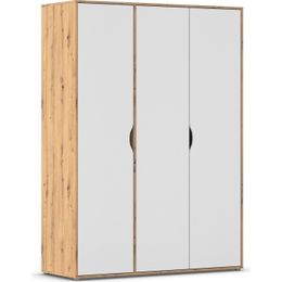 Drehtürenschrank Rauch "Kleiderschrank Schrank Garderobe Wäscheschrank NARAI viel Stauraum" Schränke Gr. B/H/T: 140 cm x 194 cm x 53 cm, 3 St., weiß (eiche artisan, alpinweiß) Griffausfräsungen für eine grifflose Optik TOPSELLER MADE IN GERMANY