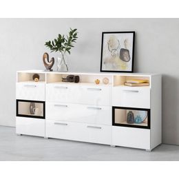 Sideboard Inosign "Sarah mix" Sideboards weiß (weiß, hochglanz) Breite 182 cm, Türen mit Glaseinsatz