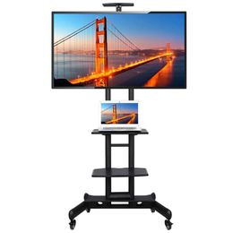 Yaheetech TV Standfuß TV Ständer mit Rollen Universal Mobil Wagen Fernsehständer schwenkbar Standfuß höhenverstellbar für 32-65 Zoll mit integriertem