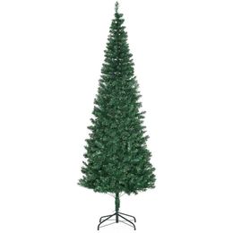 Künstlicher Weihnachtsbaum 2,1 m, Schmaler Christbaum mit Ständer, 631 Äste, Zerlegbar, Weihnachtsdeko Kunststoff Tanne Grün, Ø81 x 210 cm - HOMCOM