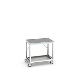 Mobile Werkbank Bott verso, Linoleum-Platte, 1 Ablageboden, mit Querstrebenset, B 1000 x T 800 x H 930 mm, RAL 7035 Lichtgrau